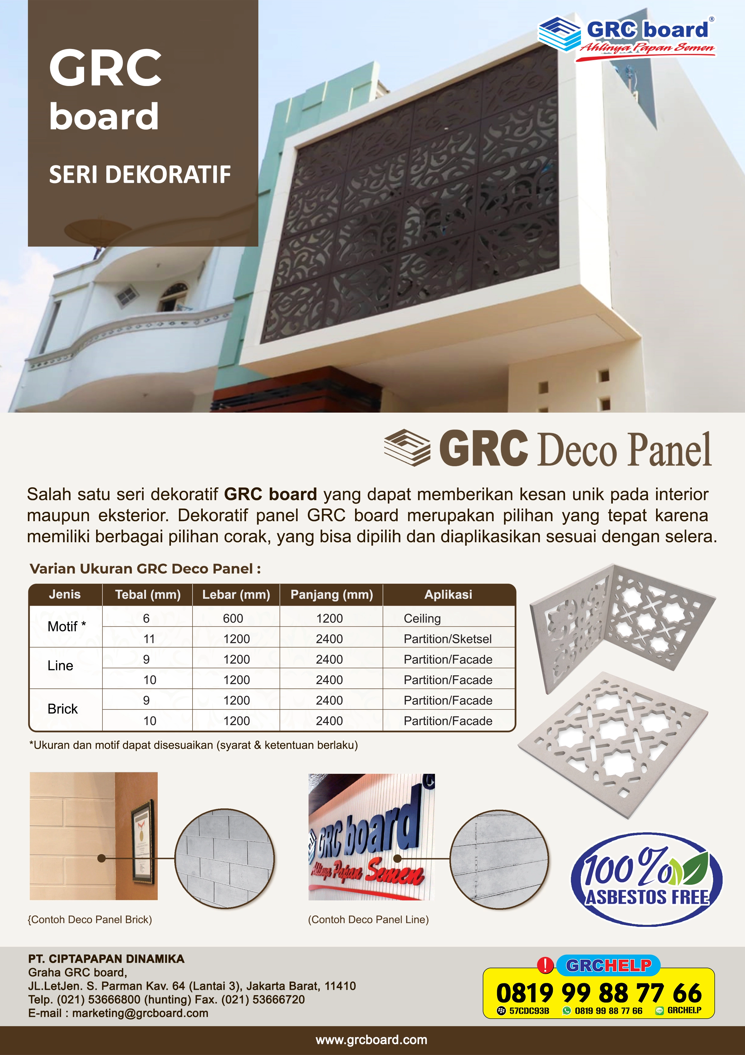 GRC board Brosur : super panel, super plank, simple plank, timber plank ...